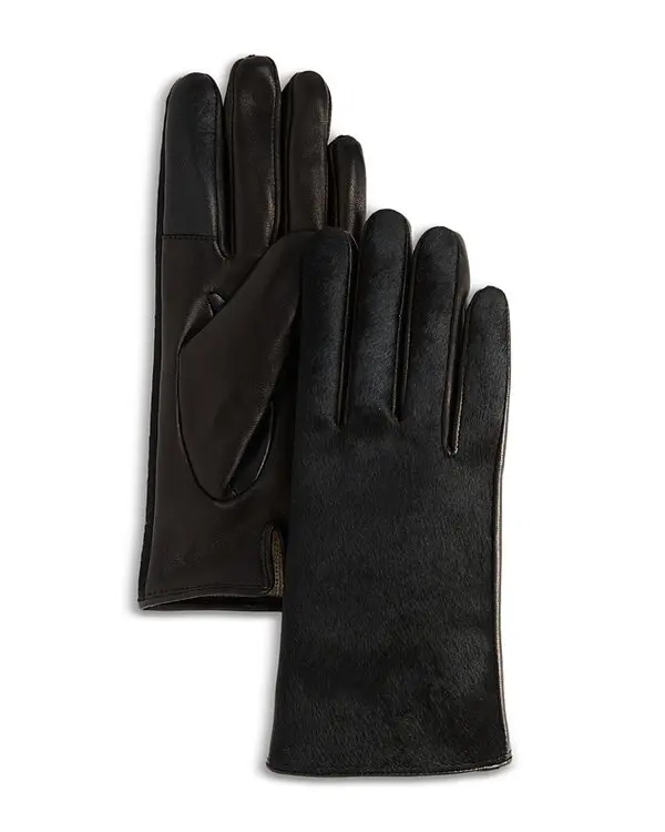 Bloomingdale'S Cashmere Lined Calf Hair Gloves - Black