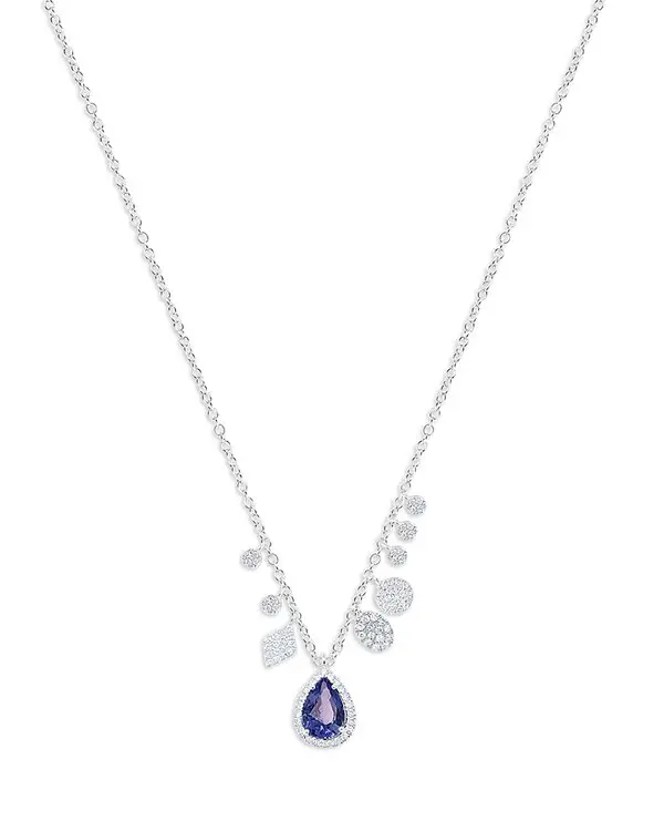 Meira T 14k Blue Sapphire & Diamond Dangle Pendant Necklace - White