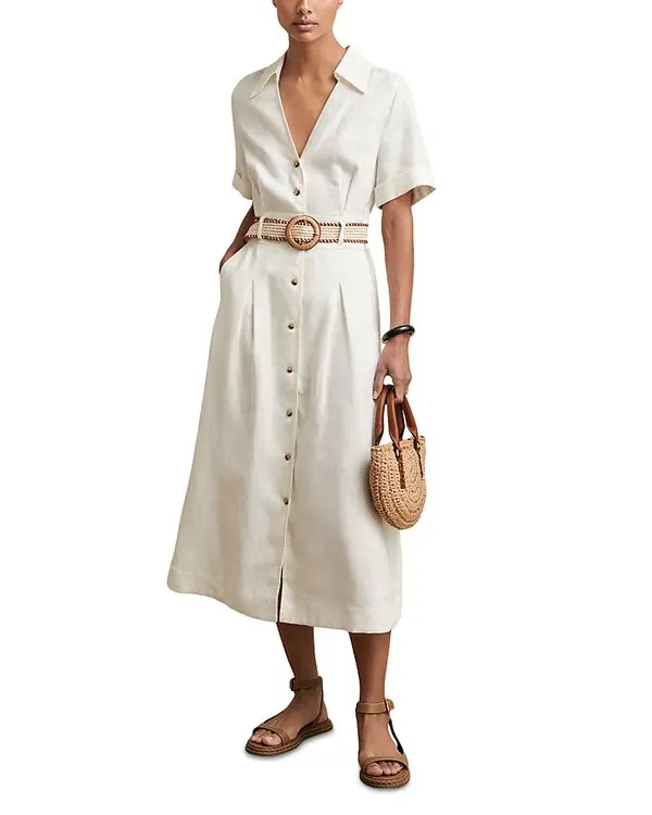chinese dress ladies Dolce Cabo Ava Linen Belted Midi Dress