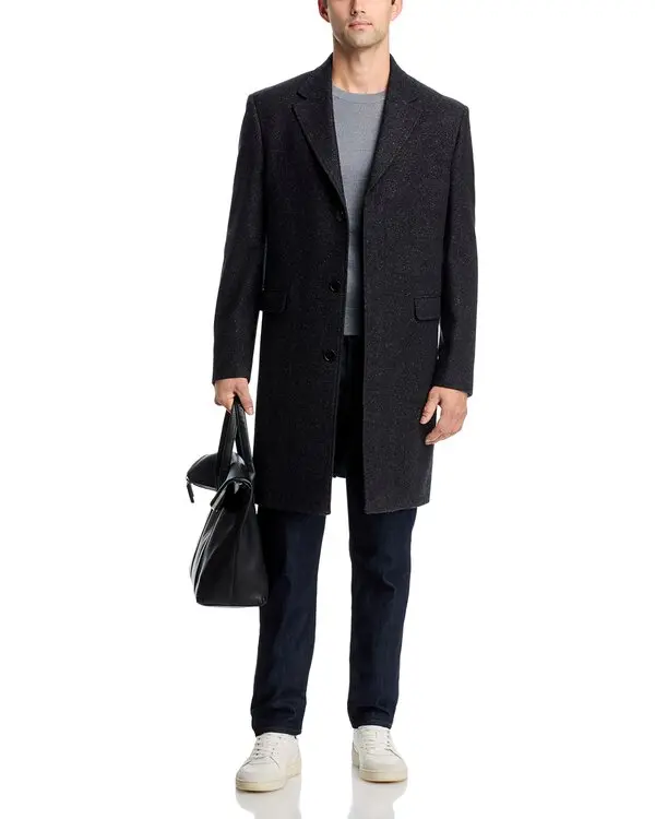 Vince Donegal Chevron Flyfront Topcoat - Charcoal