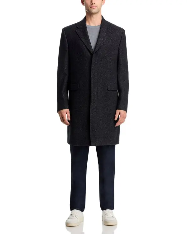 Vince Donegal Chevron Flyfront Topcoat - Charcoal