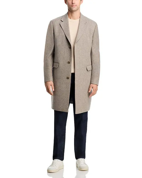 Vince Donegal Chevron Flyfront Topcoat - Oatmeal
