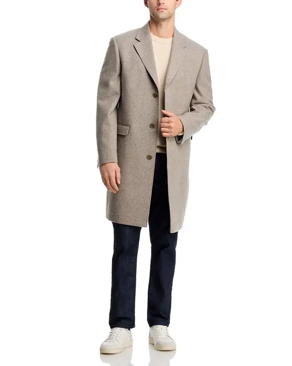 Vince Donegal Chevron Flyfront Topcoat - Oatmeal