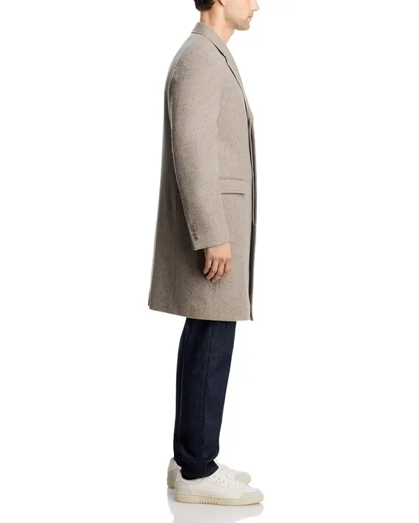 Vince Donegal Chevron Flyfront Topcoat - Oatmeal