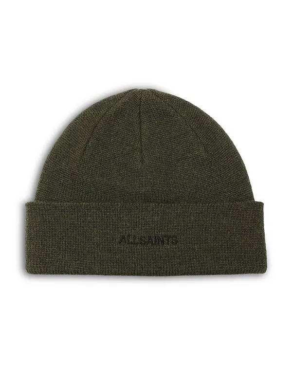 ALLSAINTS Underground Embroidered Logo Beanie - Beetle Green