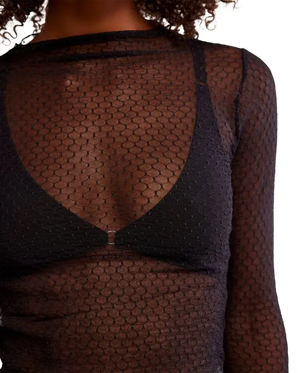 Free People Minding My Business Mesh Top - Black
