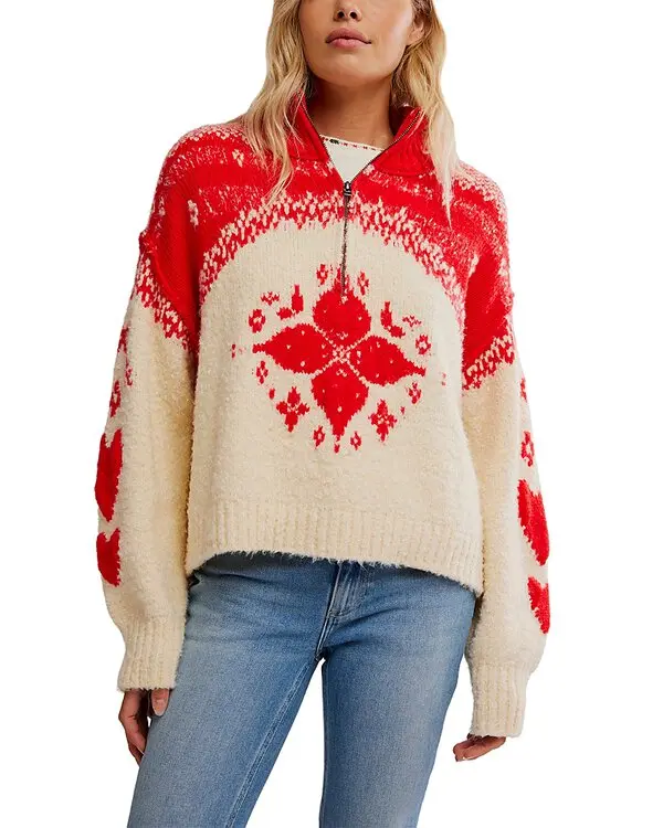 Free People Mythical Sweater - Vanilla Scarlet Combo