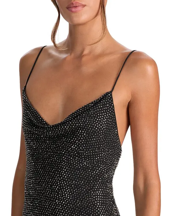 Alice + Olivia Harmony Embellished Draped Midi Dress