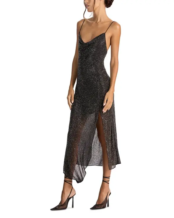 Alice + Olivia Harmony Embellished Draped Midi Dress