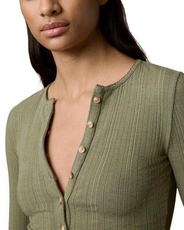 Faherty Brand Paradise Pointelle Henley Sweater - Island Olive