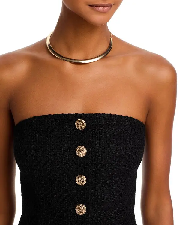 French Connection Structured Tweed Strapless Top
