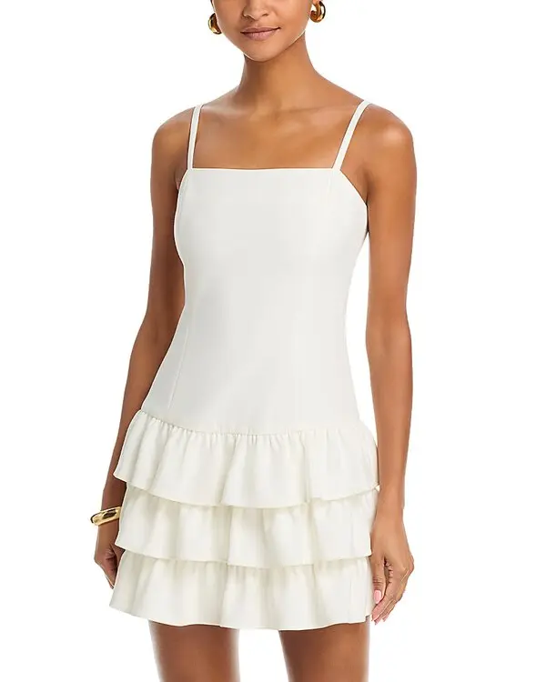 French Connection Whisper Ruffle Hem Mini Dress - White