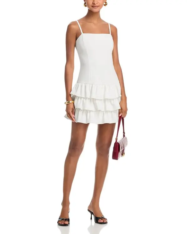 French Connection Whisper Ruffle Hem Mini Dress - White