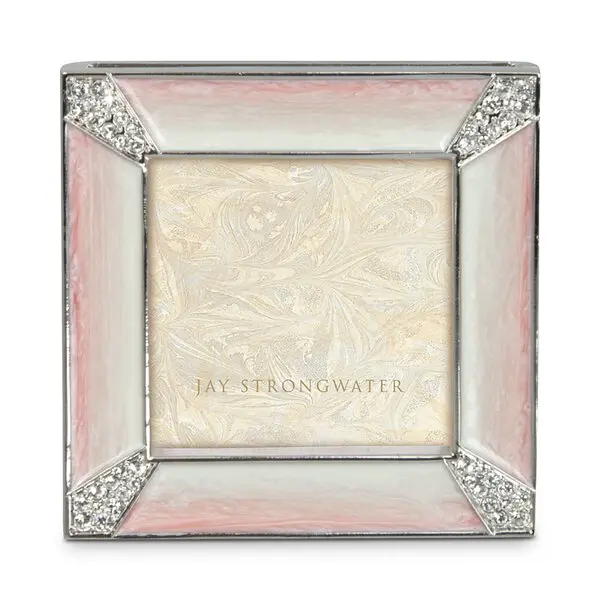 JAY STRONGWATER Leland Pave Corner 2 Square Frame - Pale Pink