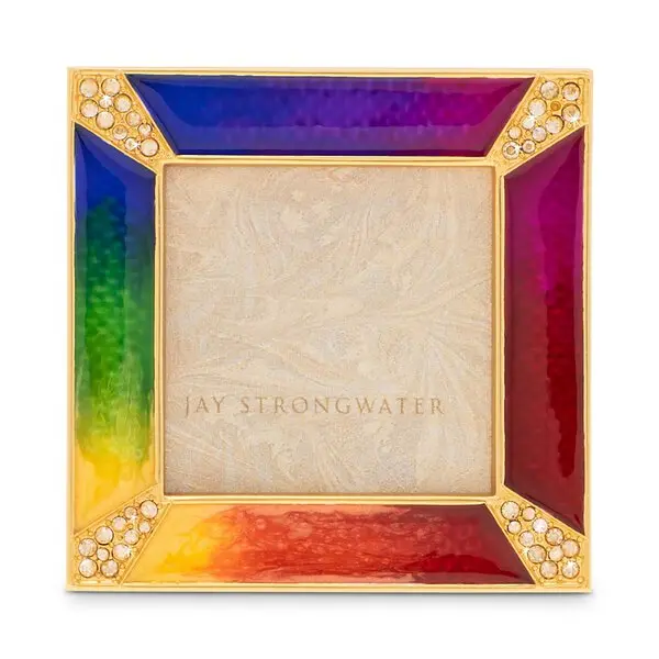 JAY STRONGWATER Leland Pave Corner 2 Square Frame - Rainbow