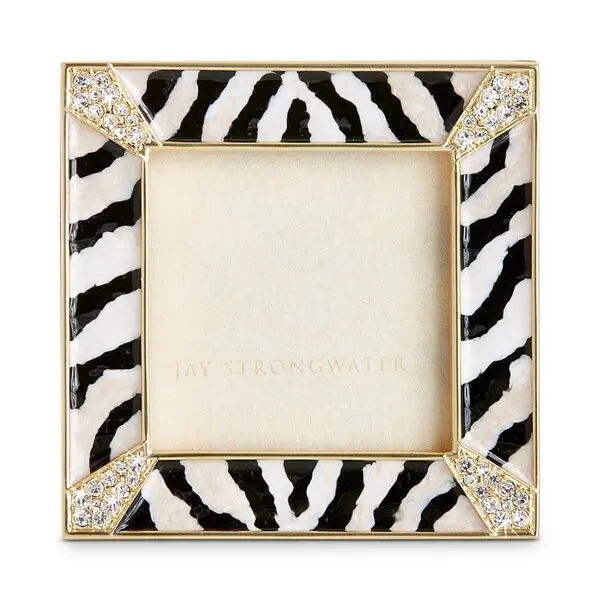 JAY STRONGWATER Leland Zebra Striped Pave Corner 2 Square Frame - Natural
