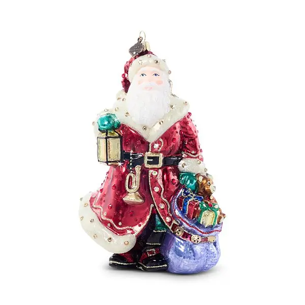 JAY STRONGWATER Bountiful Santa Glass Ornament - Jewel