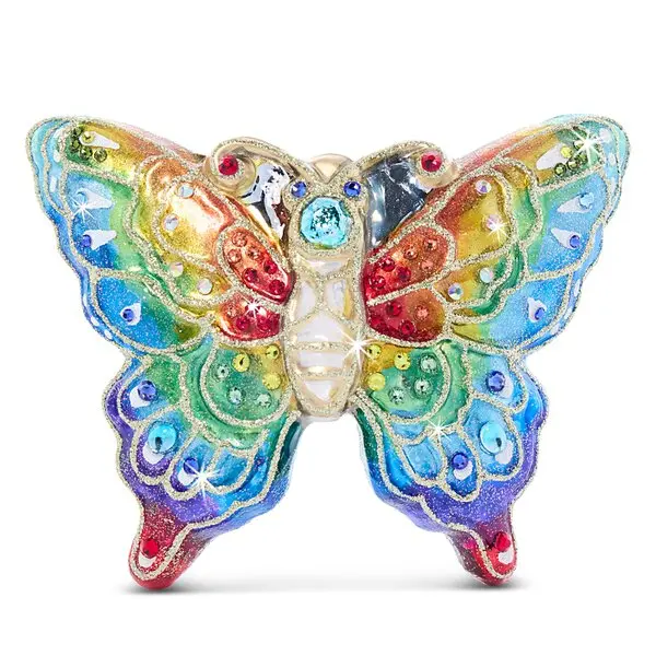 JAY STRONGWATER Rainbow Butterfly Glass Ornament - Jewel
