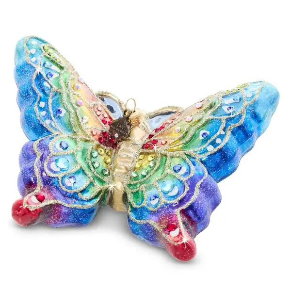 JAY STRONGWATER Rainbow Butterfly Glass Ornament - Jewel
