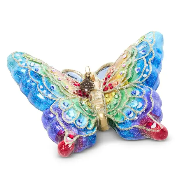 JAY STRONGWATER Rainbow Butterfly Glass Ornament - Jewel