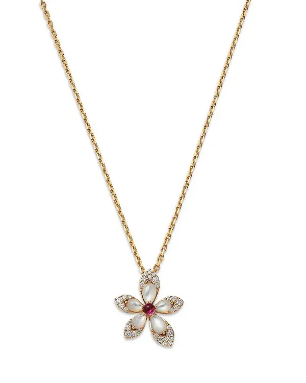 Roberto Coin 18k Tiare Flower Pendant Necklace - Rose Gold