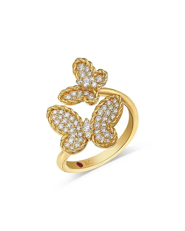 Roberto Coin 18k Yellow Diamond Butterfly Bypass Ring - Gold