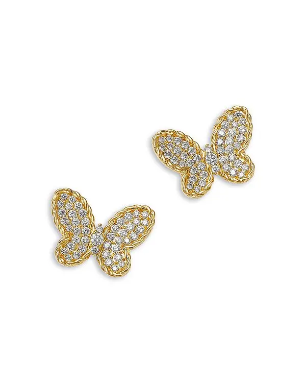 Roberto Coin 18k Yellow Diamond Butterfly Stud Earrings - Gold