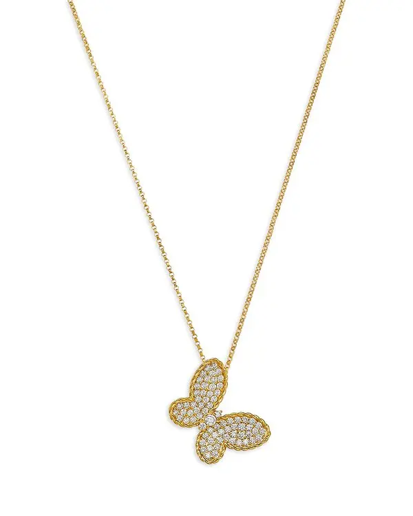 Roberto Coin 18k Yellow Diamond Butterfly Pendant Necklace - Gold