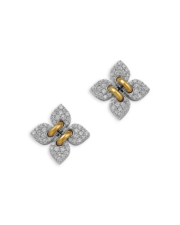 Roberto Coin 18k Yellow & White Love In Verona Diamond Filo Stud Earrings - Gold