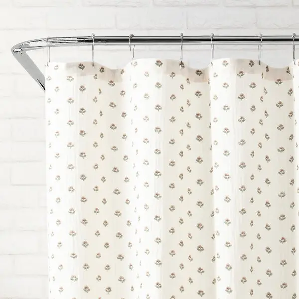 PERI HOME Block Print Gauze Shower Curtain - Multi