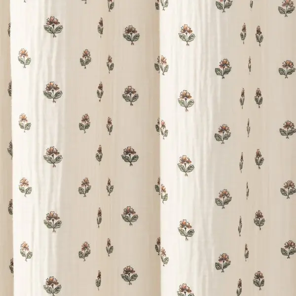 PERI HOME Block Print Gauze Shower Curtain