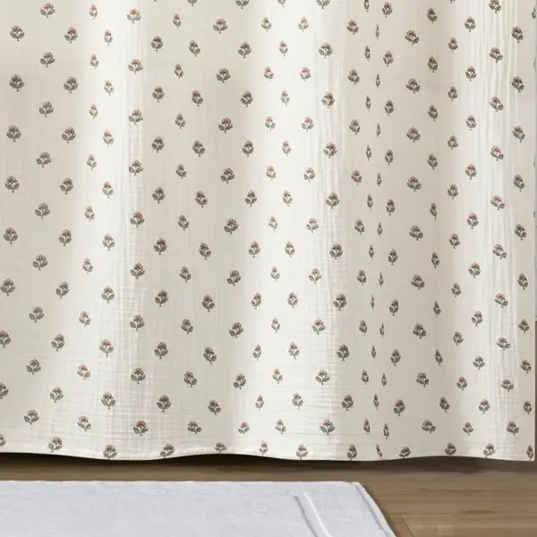 PERI HOME Block Print Gauze Shower Curtain