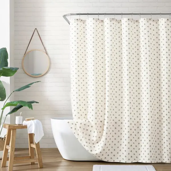 PERI HOME Block Print Gauze Shower Curtain