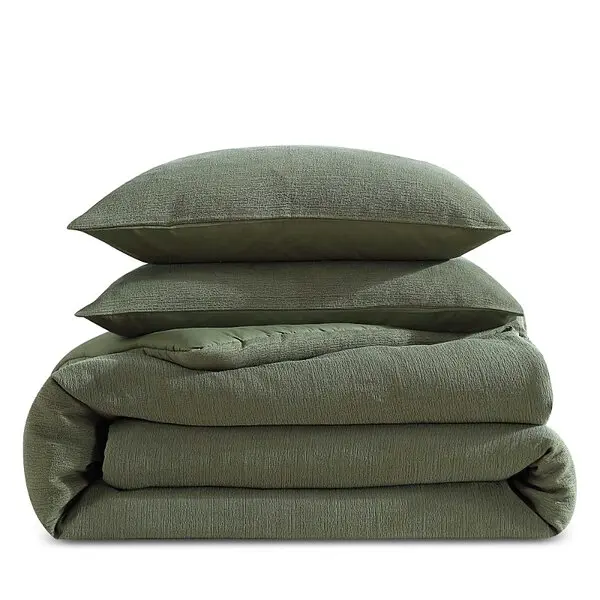 Vera Wang Carved Lines Matelasse Blend 3 Piece Comforter Set, Queen - Dark Green