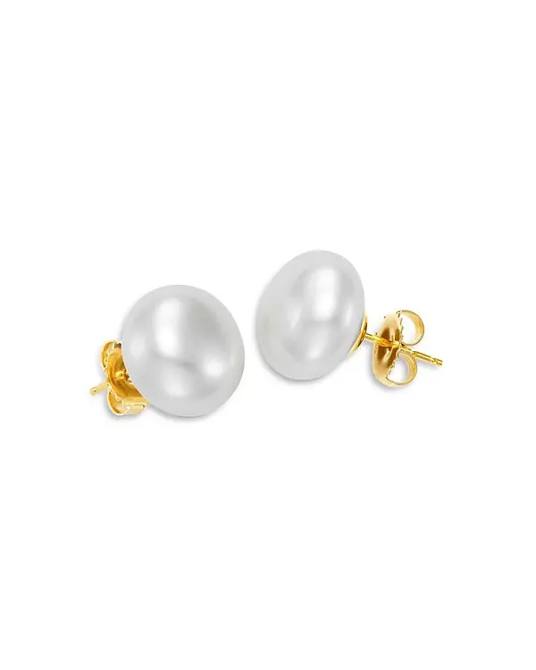 Bloomingdale'S Freshwater Pearl Button Stud Earrings - Gold