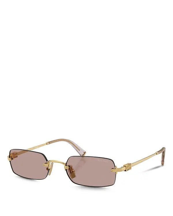 Miu Miu 52mm Rectangular Sunglasses - Gold