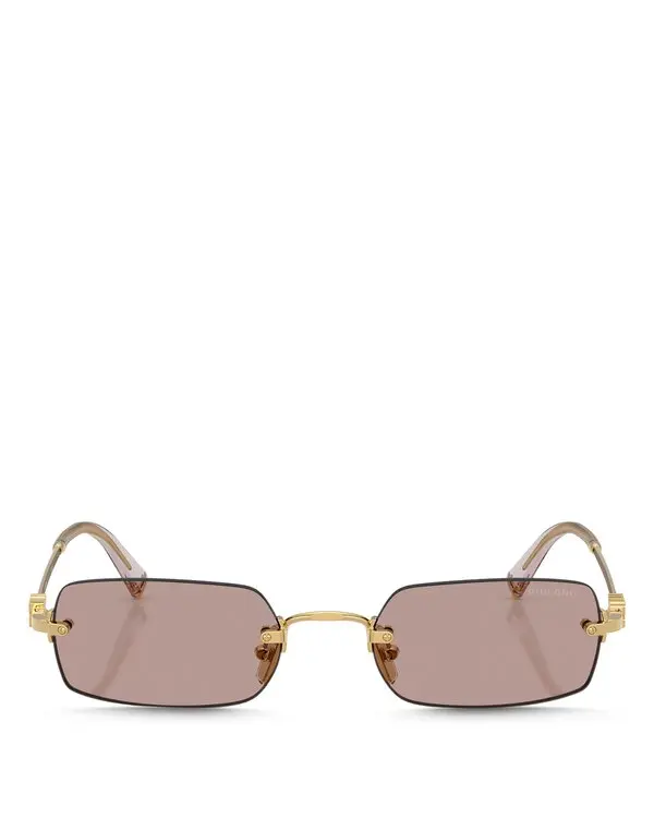 Miu Miu 52mm Rectangular Sunglasses - Gold