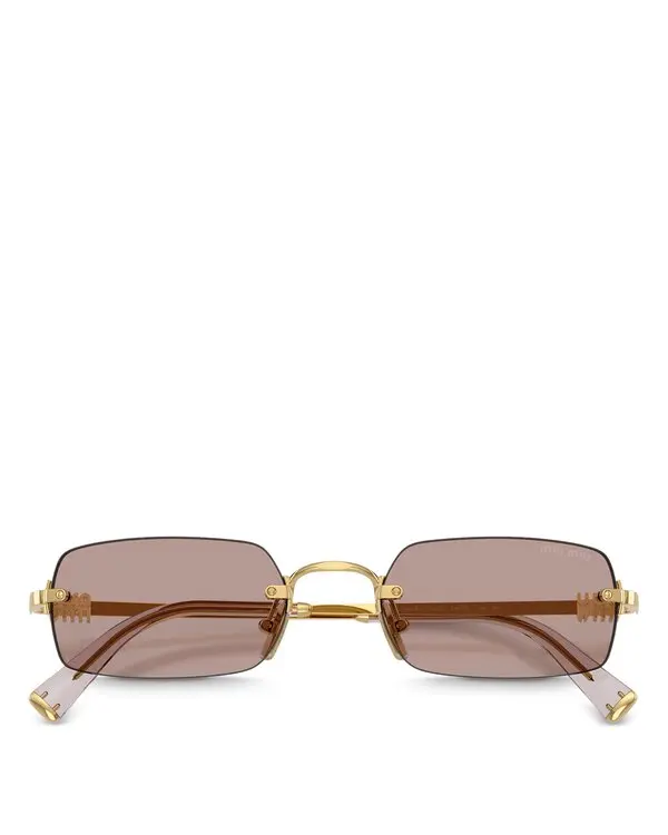 Miu Miu 52mm Rectangular Sunglasses - Gold