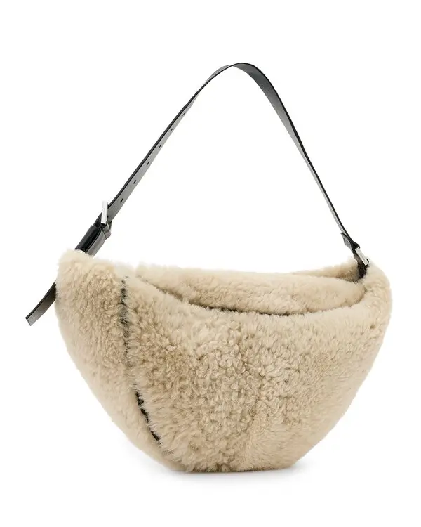 ALLSAINTS Luna Shearling Shoulder Bag - Natural/black
