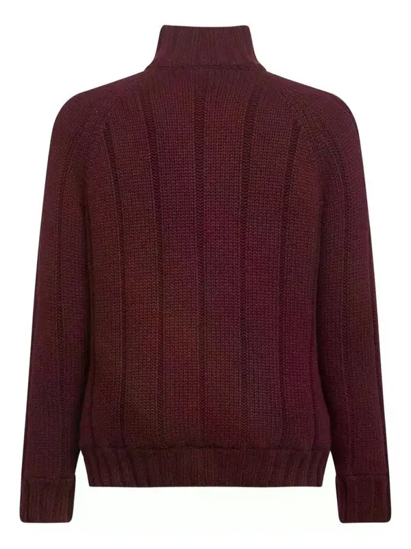 Brunello Cucinelli Zipped High-collar Sweater - Red