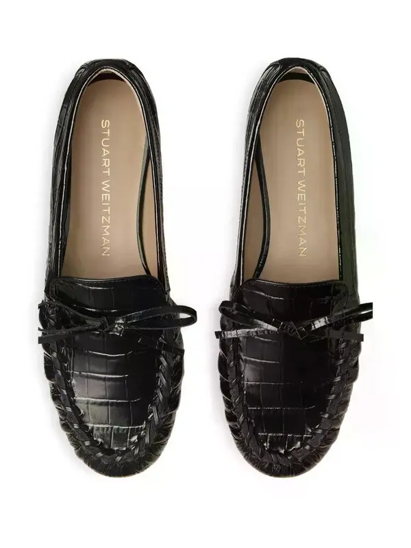 STUART WEITZMAN Britt Bow Gathered Loafers - Black