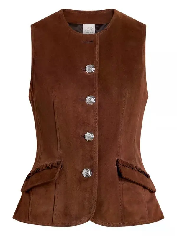 Cinq À Sept Chris Buttoned-pocket Suede Gilet