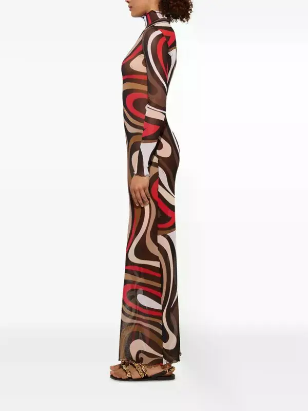 Emilio Pucci Marmo-Print Maxi Dress - Brown | Editorialist