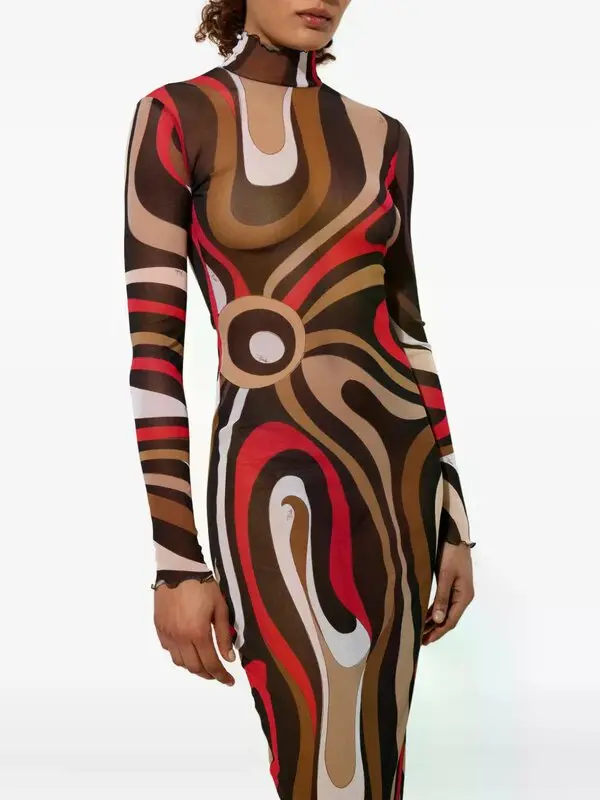 Marmo-print Maxi Dress - Brown