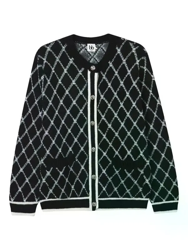 B+AB Argyle-pattern Cardigan - Black