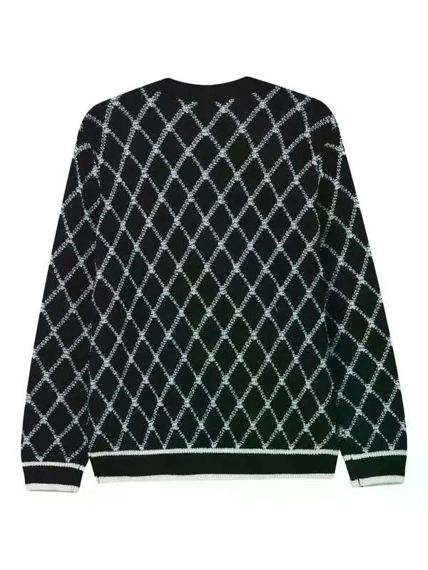 B+AB Argyle-pattern Cardigan - Black