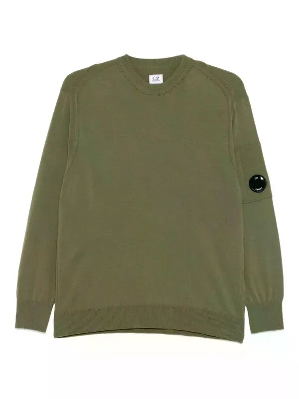 C.P. COMPANY Lens-detail Crew-neck Sweater - Green