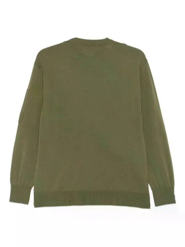 C.P. COMPANY Lens-detail Crew-neck Sweater - Green