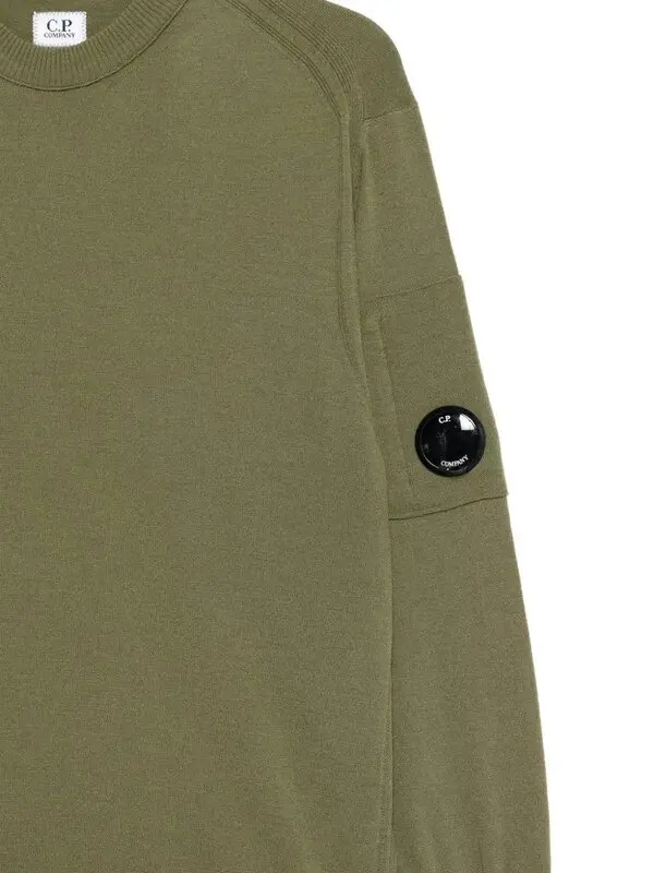 C.P. COMPANY Lens-detail Crew-neck Sweater - Green