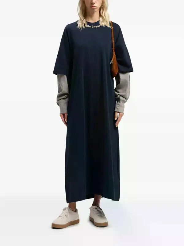 Palm Angels Curved Logo Layered Midi Dress